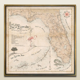 FRAMED MAP OF FLORIDA – Royale Maps Cartography