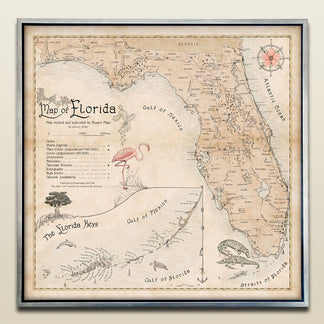 FRAMED MAP OF FLORIDA – Royale Maps Cartography